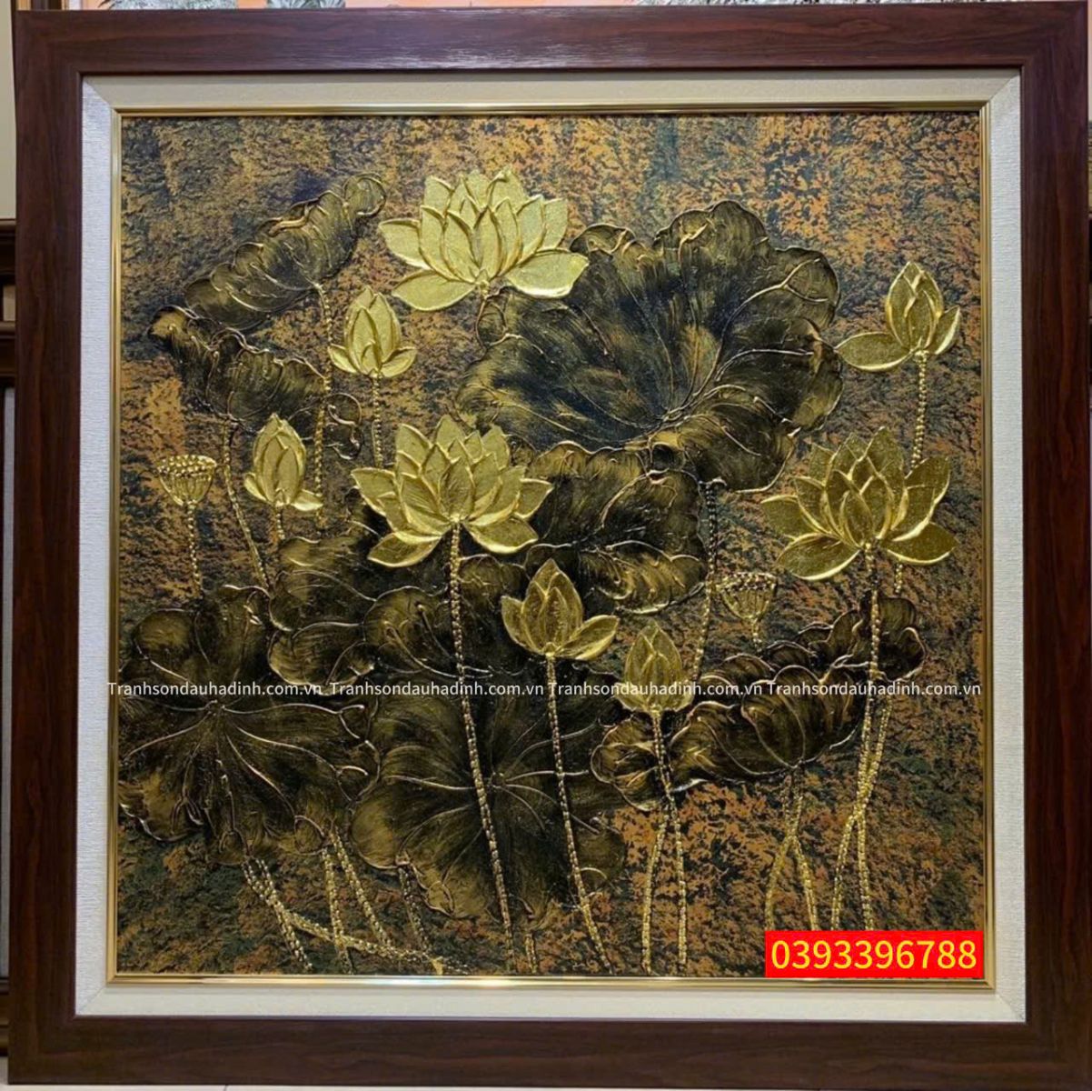 Tranh hoa sen dát vàng, tranh hoa sen đẹp ý nghĩa phong thuỷ